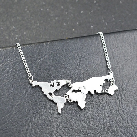 jmeyersray | Jewelry | Silver World Map Necklace | Poshmark